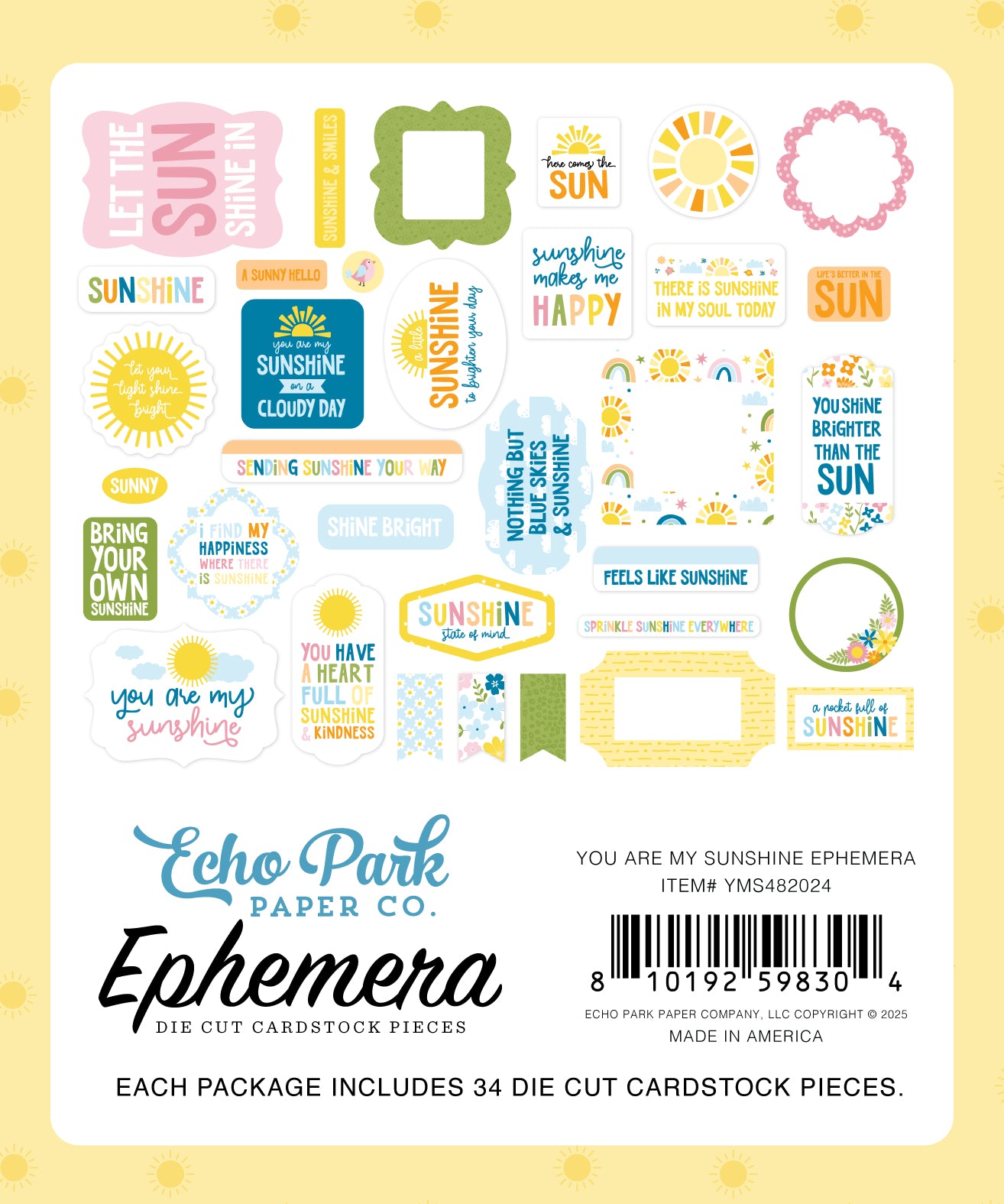 Echo Park You Are My Sunshine Cardstock Ephemera – Creative Junket